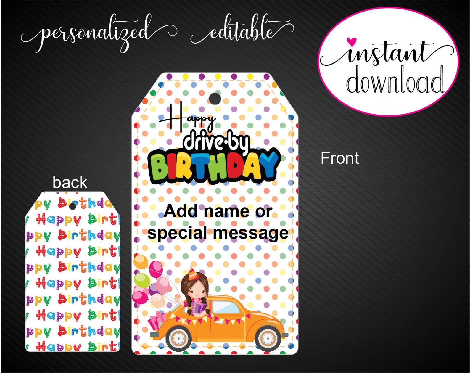 Editable BIRTHDAY GIRL Theme Gift Tags. Birthday Parade Gift - Etsy