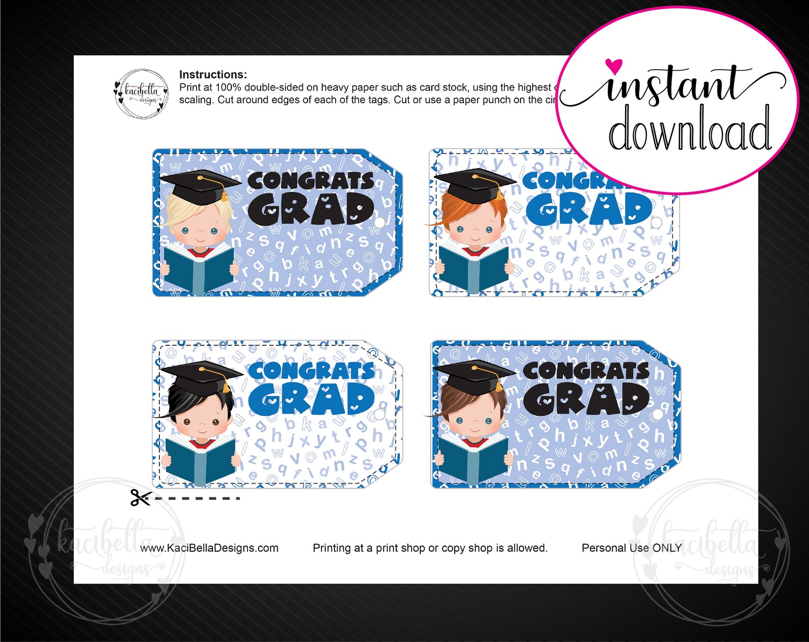 Editable CONGRATS Grad Graduation Themed Gift Tags. Congrats - Etsy