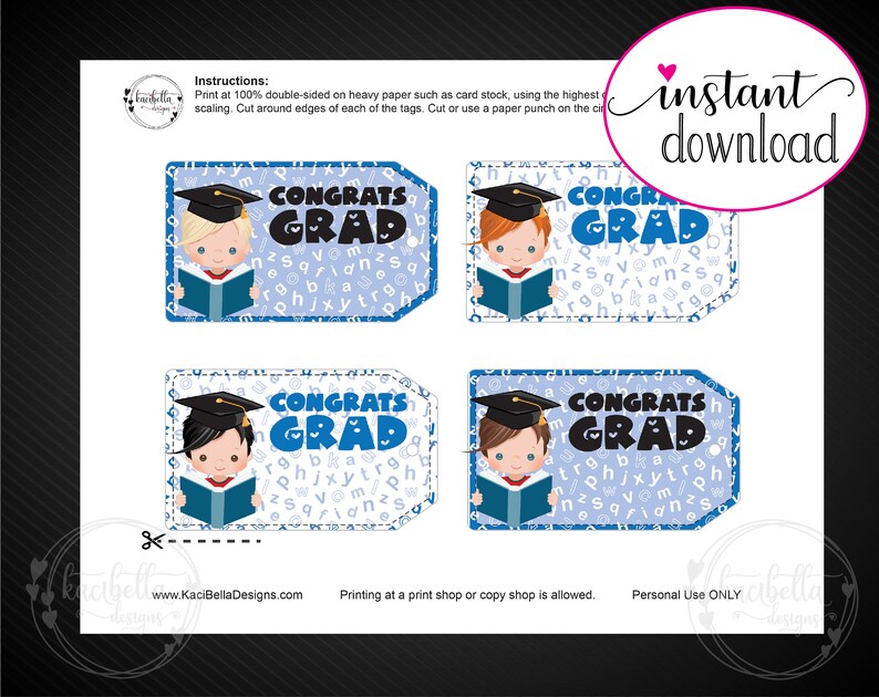 Editable CONGRATS Grad Graduation Themed Gift Tags. Congrats Grad ...