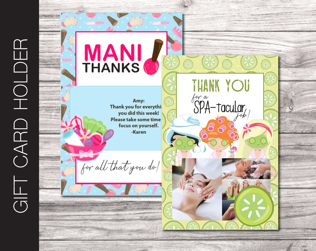 Printable SPA Appreciation Gift Card Holder. Mani Pedi Spa Thank You ...