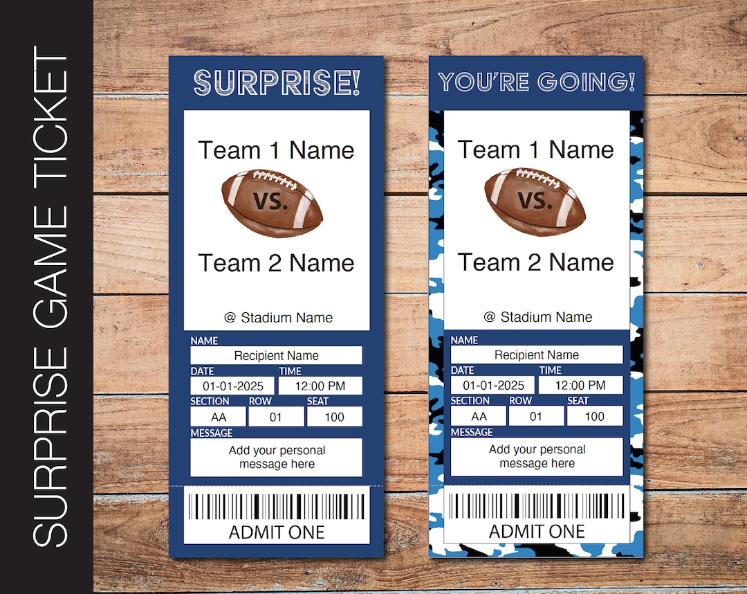 Editable INDIANAPOLIS Colors Football Game Gift Reveal Ticket. Editable ...