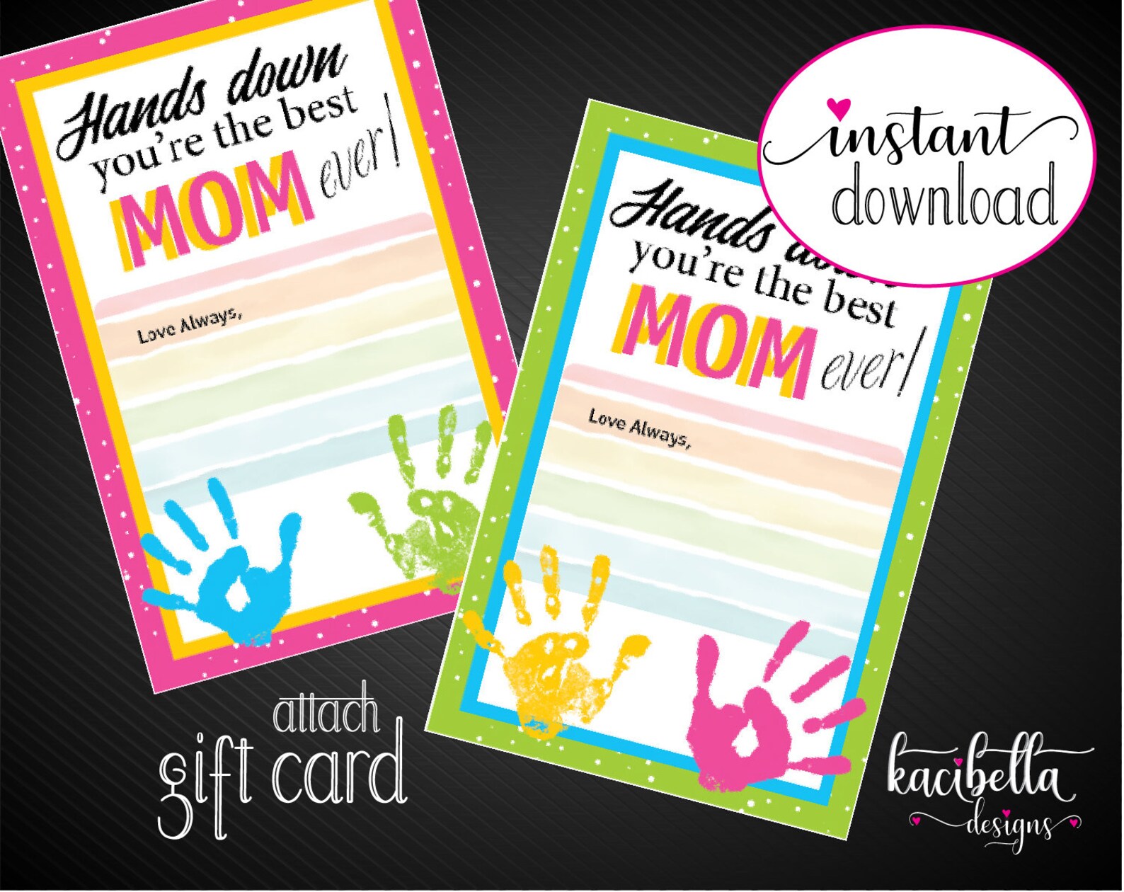 Printable BEST MOM Gift Card Holder. Hands Down You're the | Etsy