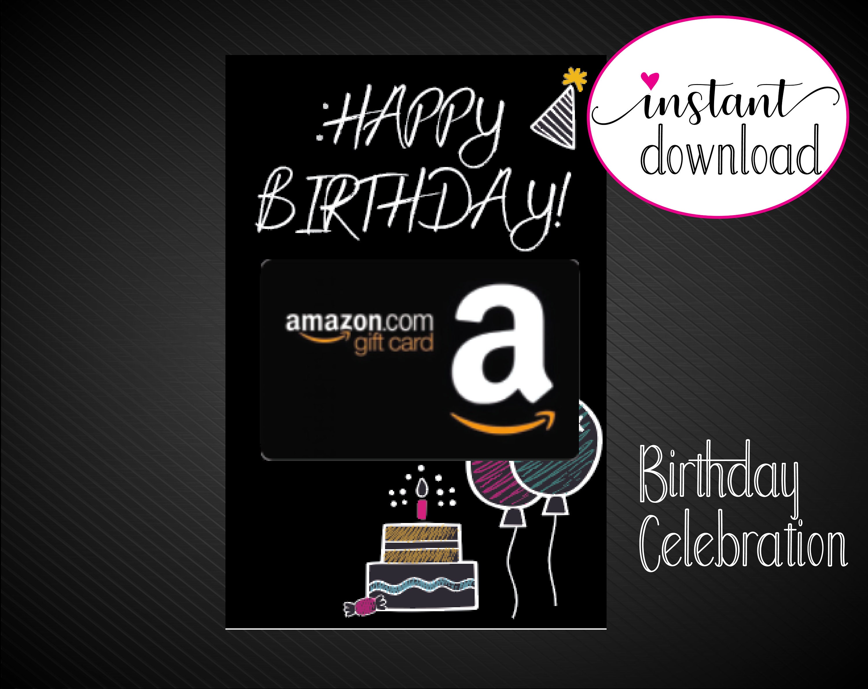 Printable BIRTHDAY Gift Card Holder. Personalized Chalkboard Balloons ...