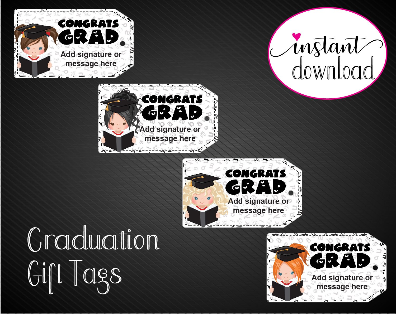 Editable CONGRATS Grad Graduation Themed Gift Tags. Congrats Grad ...