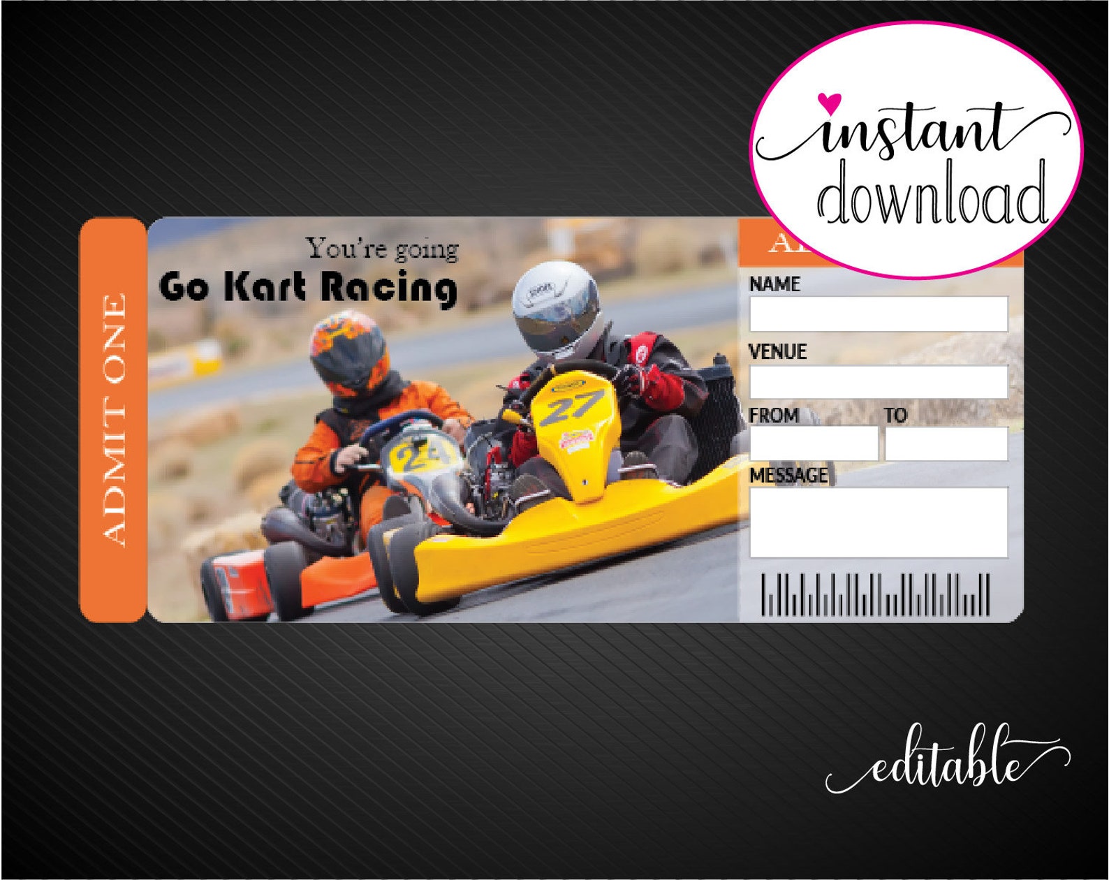 Printable GO KART Racing Surprise Trip Tickets. Vacation | Etsy