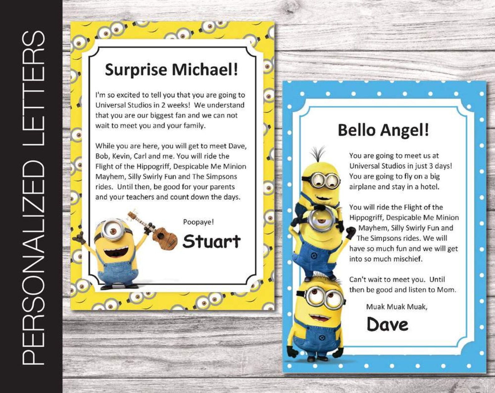 Printable MINION Personalized Letters Announcing Surprise. - Etsy