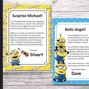 Printable MINION Personalized Letters Announcing Surprise. Universal ...