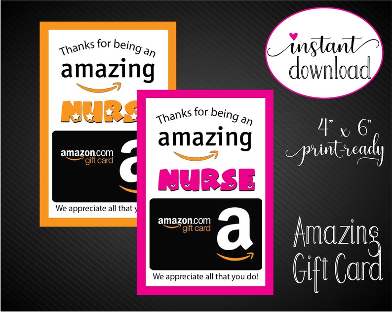Printable NURSE Appreciation Amazon Gift Card Holder. Thank - Etsy