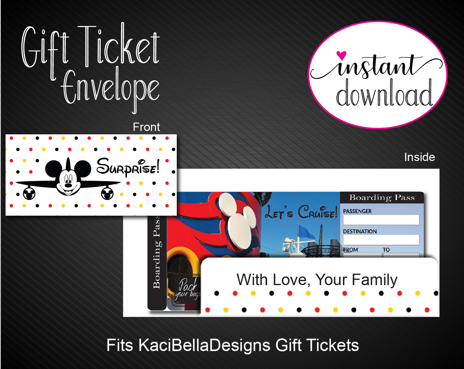 Printable DISNEY Envelope for Surprise Gift Tickets Vouchers - Etsy UK