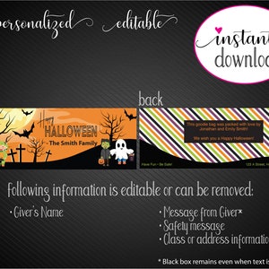 Printable HALLOWEEN Treat Bag Topper Candy Bag Party Favor Classroom ...