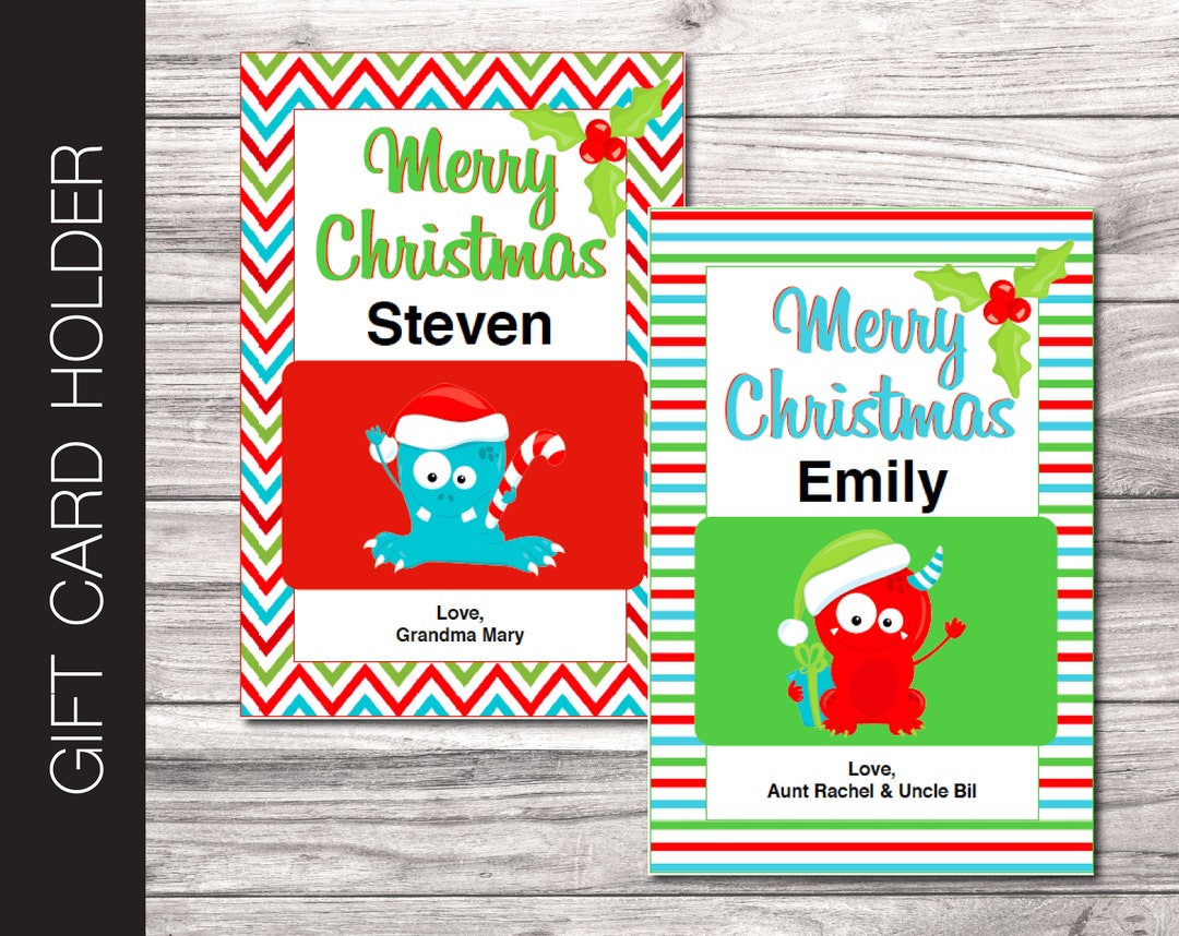 Printable CHRISTMAS Gift Card Holder. Christmas Monsters. Merry ...