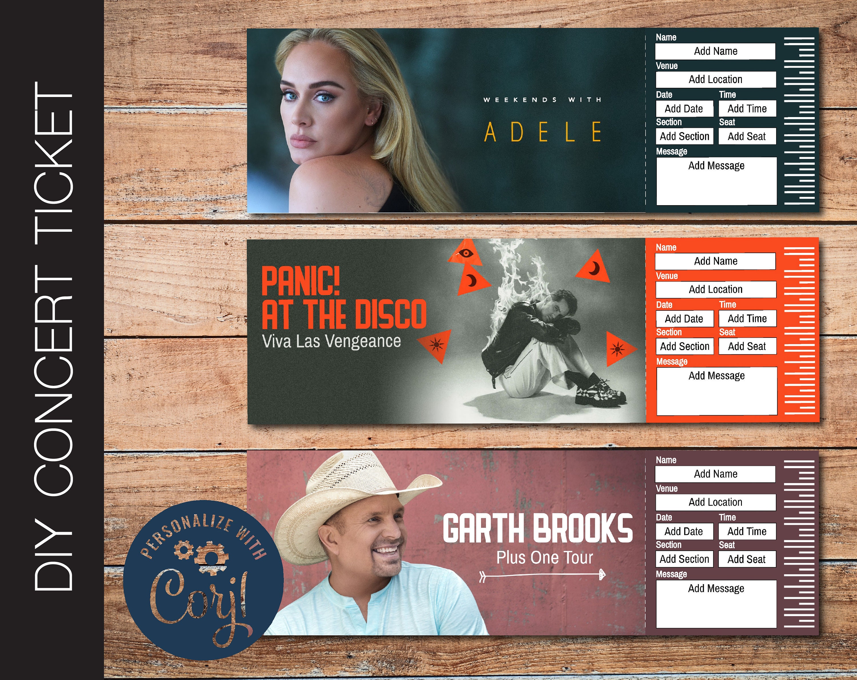 DIY Concert Template. Surprise Reveal Ticket. Faux Event Admission ...