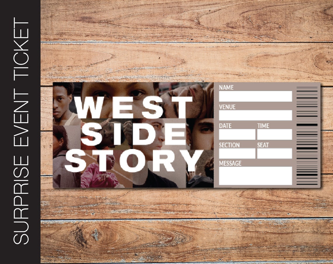Printable WEST SIDE STORY Broadway Surprise Ticket. Editable | Etsy