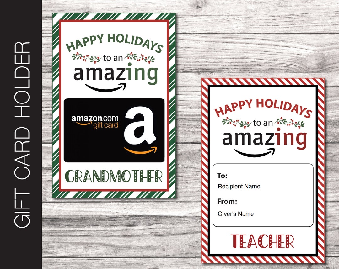 Printable HOLIDAY Amazon Gift Card Holder. Editable for Teacher ...