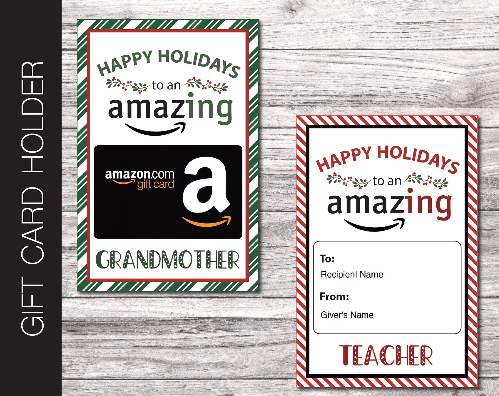 Printable HOLIDAY Amazon Gift Card Holder. Editable for - Etsy