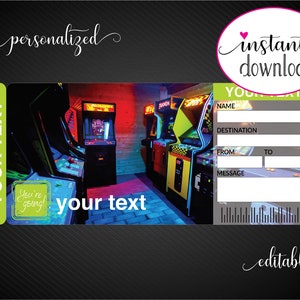 Printable ARCADE Surprise Gift Reveal Ticket. Admission Pass. Printable ...