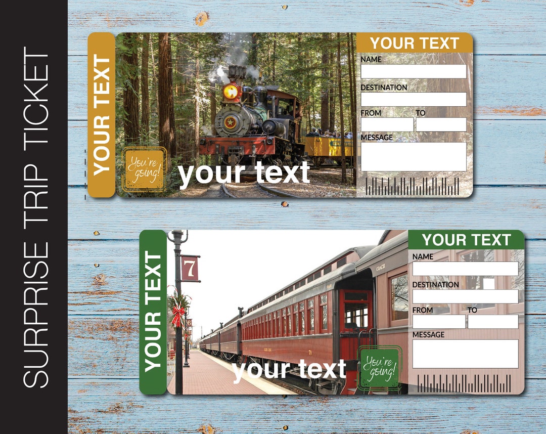 Printable TRAIN RIDE Surprise Gift Reveal Ticket. Admission Pass ...