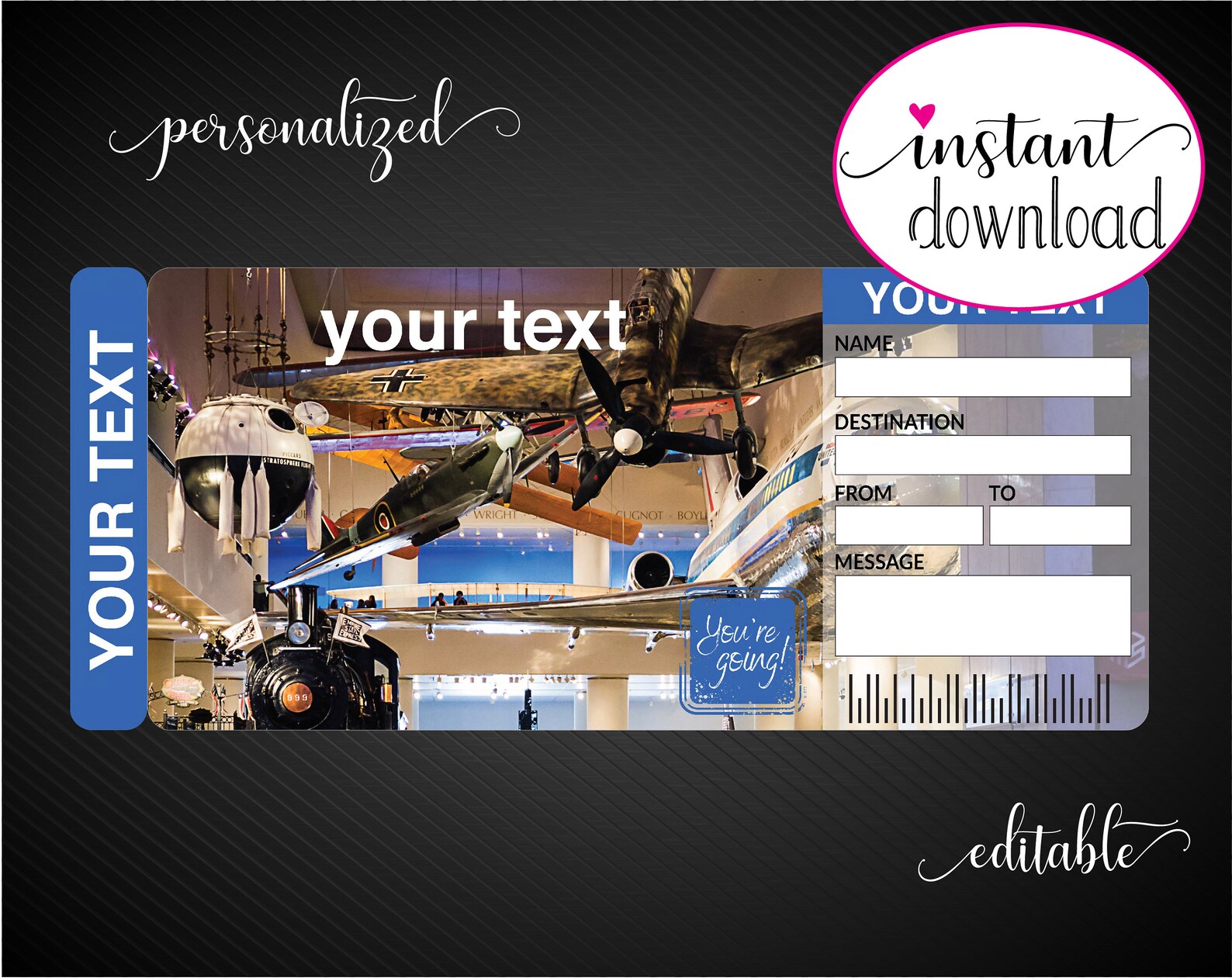 Printable MUSEUM Surprise Gift Reveal Ticket. Admission Pass. Printable ...