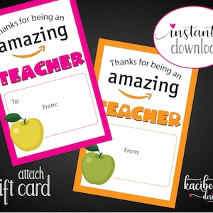 Printable AMAZON Teacher Appreciation Gift Card Holder. Thank You for ...