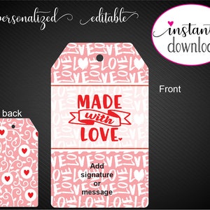 Editable MADE WITH LOVE Gift Tags. Perfect for Cookies, Baked Goods ...