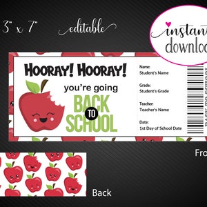 Printable BACK-TO-SCHOOL Surprise Teacher Reveal Coupon. You're Going ...