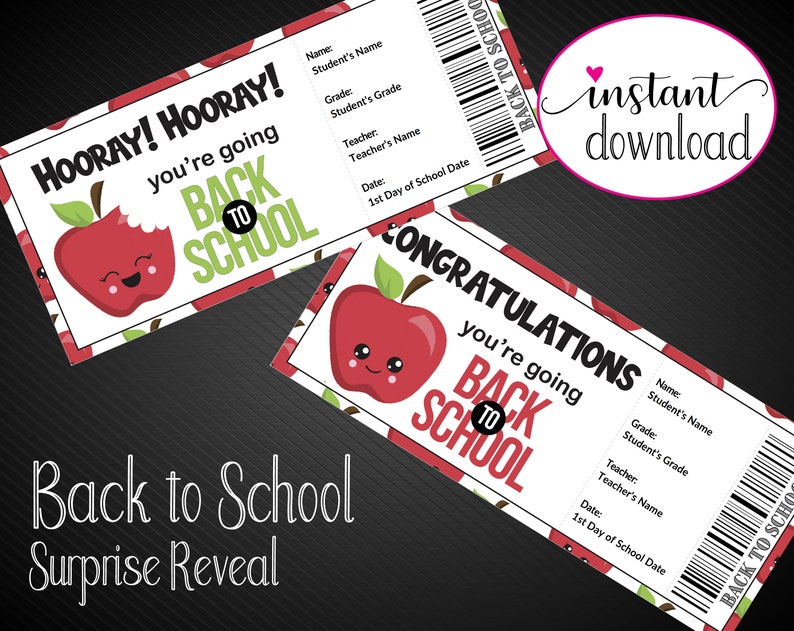 Printable BACK-TO-SCHOOL Surprise Teacher Reveal Coupon. | Etsy