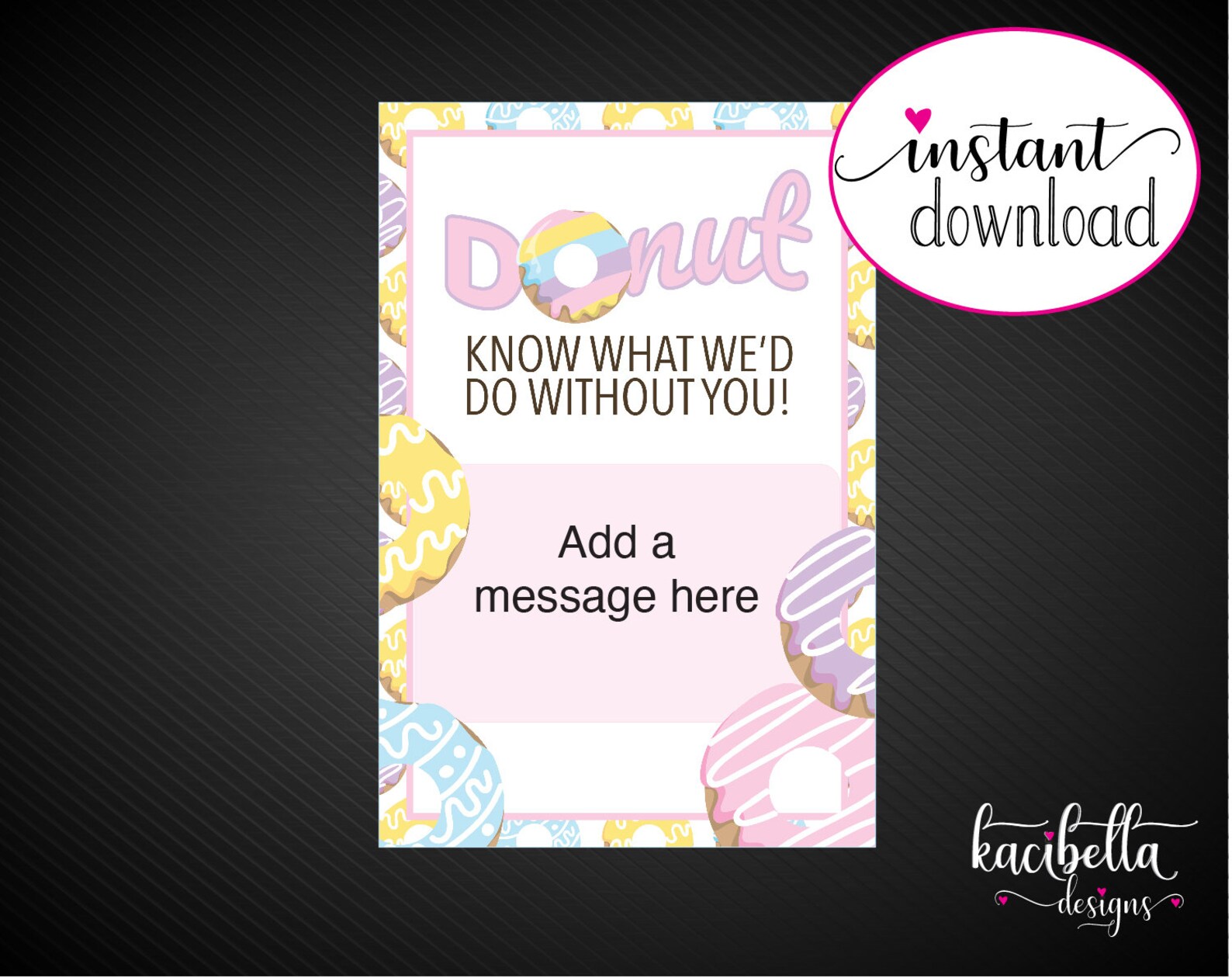 Printable APPRECIATION Donut Gift Card Holder. Instant - Etsy