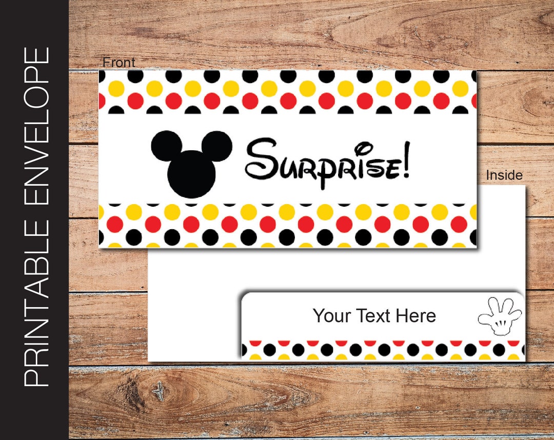 Printable DISNEY Envelope for Surprise Gift Tickets, Vouchers, Boarding ...