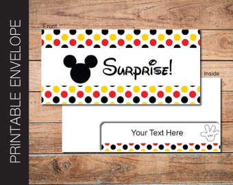 Printable DISNEY Envelope for Surprise Gift Tickets Vouchers | Etsy