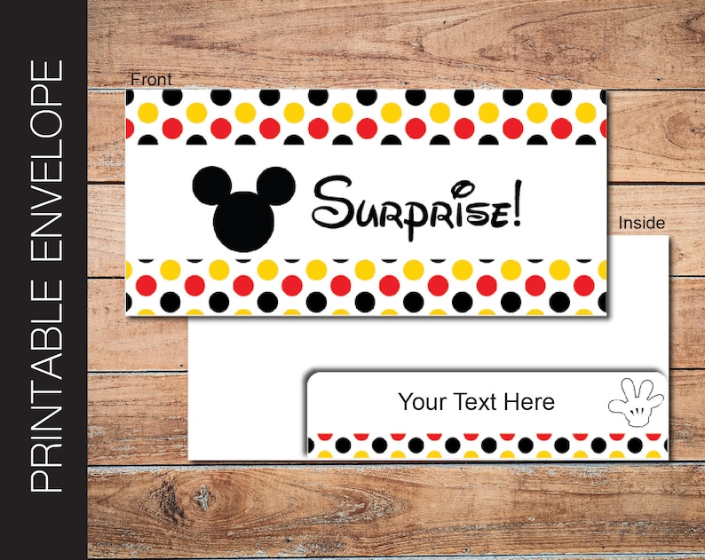 Printable DISNEY Envelope for Surprise Gift Tickets Vouchers - Etsy