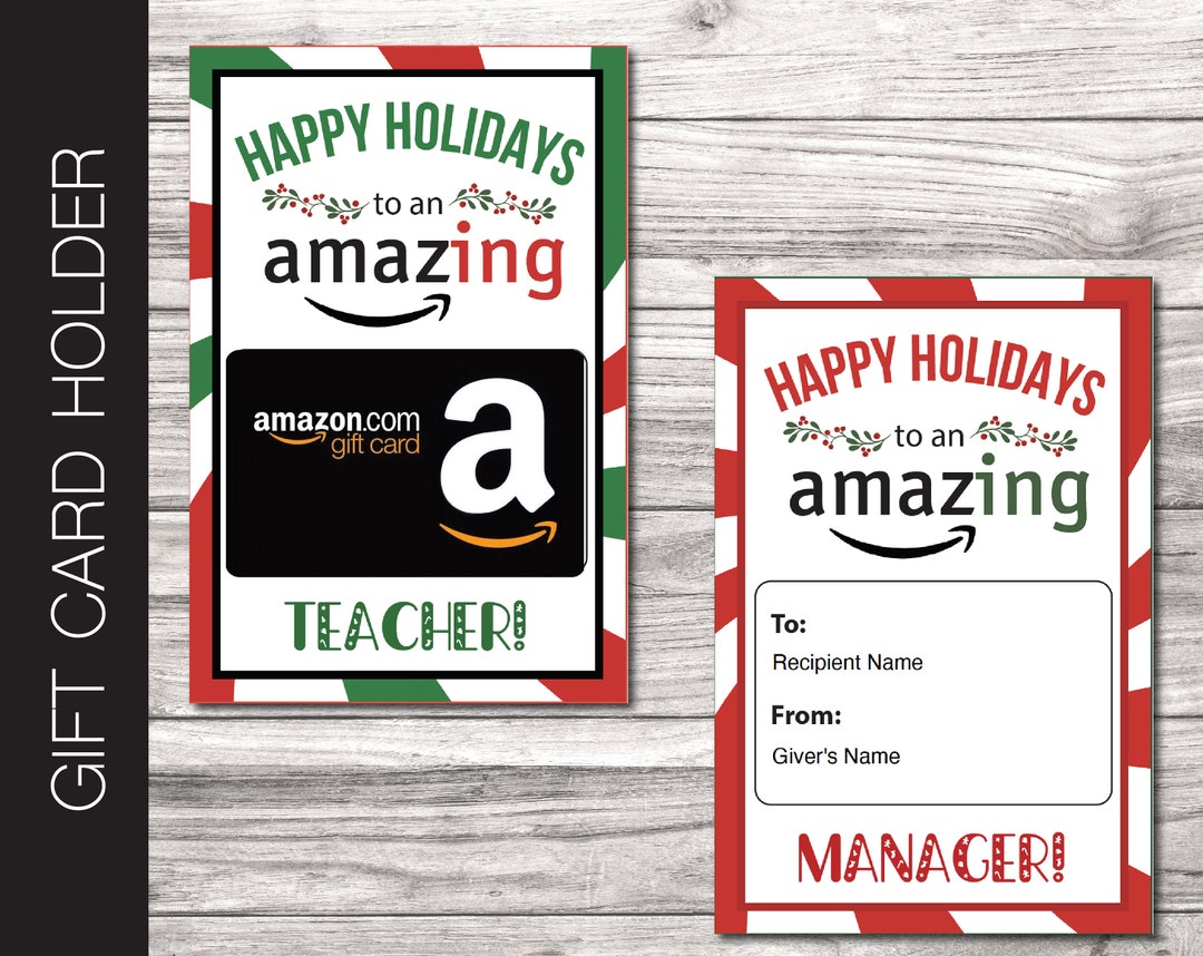 Printable HOLIDAY Amazon Gift Card Holder. Editable for Teacher ...