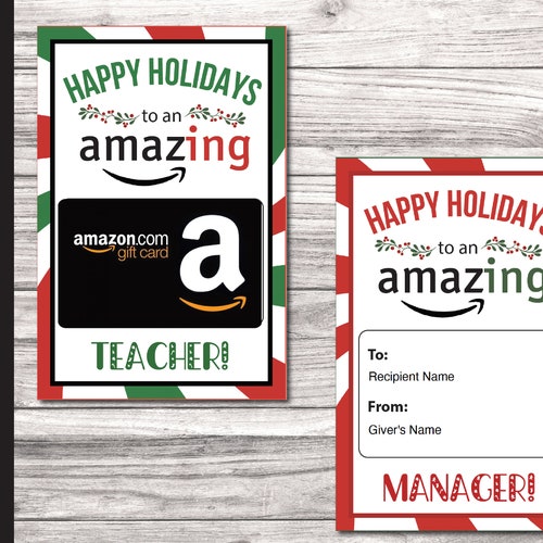 Printable CHRISTMAS Teacher Amazon Gift Card Holder. Merry - Etsy