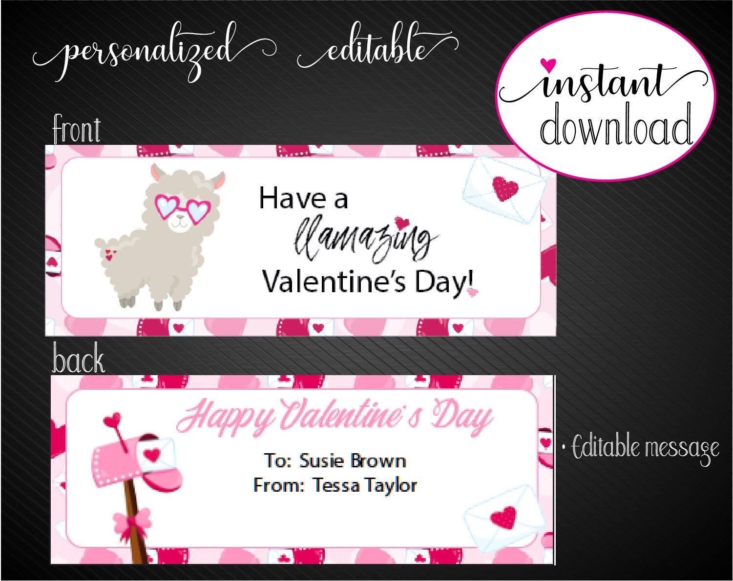 Printable VALENTINES Treat Bag Topper Candy Bag Party - Etsy