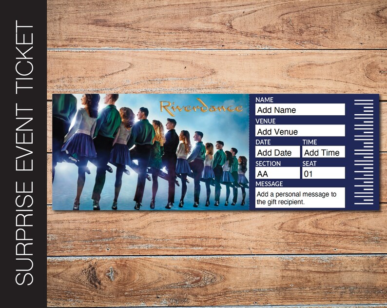 Printable RIVERDANCE Broadway Surprise Ticket. Editable - Etsy