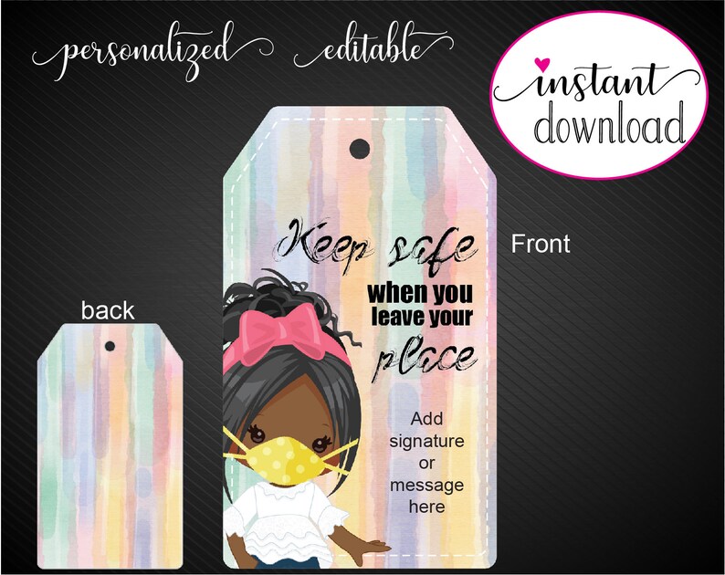 Editable FACE MASK Gift Tags. Quarantine and Social Distancing - Etsy