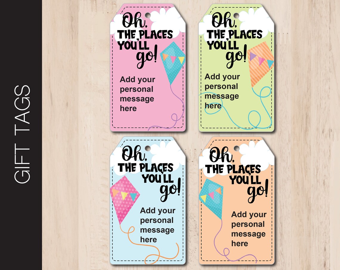Editable OH THE PLACES You'll Go Themed Gift Tags. - Etsy
