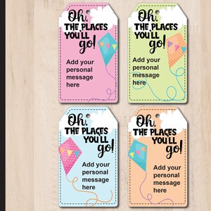 Editable OH THE PLACES You'll Go Themed Gift Tags. Graduation ...