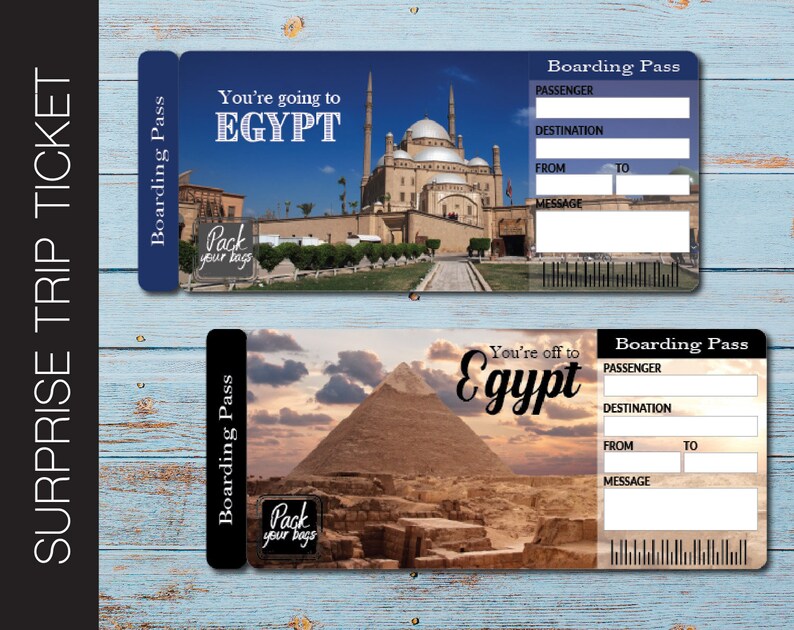 Printable EGYPT Surprise Trip Gift Ticket. Boarding Pass. Trip - Etsy