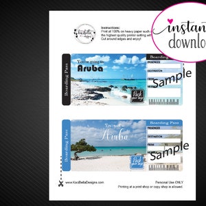 Printable ARUBA Surprise Trip Gift Ticket. Boarding Pass. Ticket. Trip ...