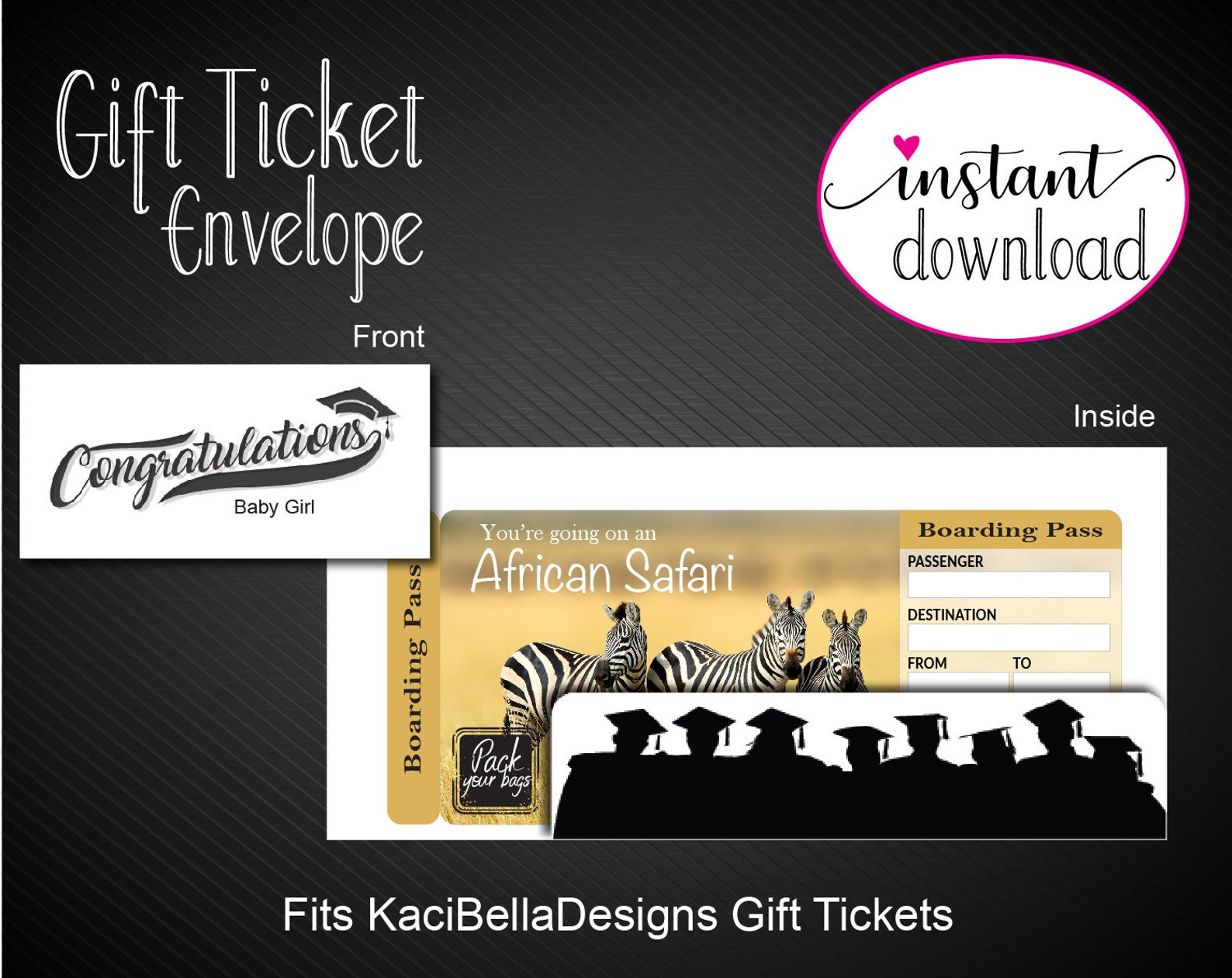 Printable GRADUATION Envelope for Gift Tickets, Vouchers, Boarding ...