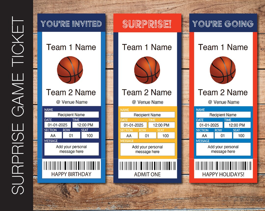 Editable OKLAHOMA CITY Colors Basketball Game Gift Reveal Ticket ...