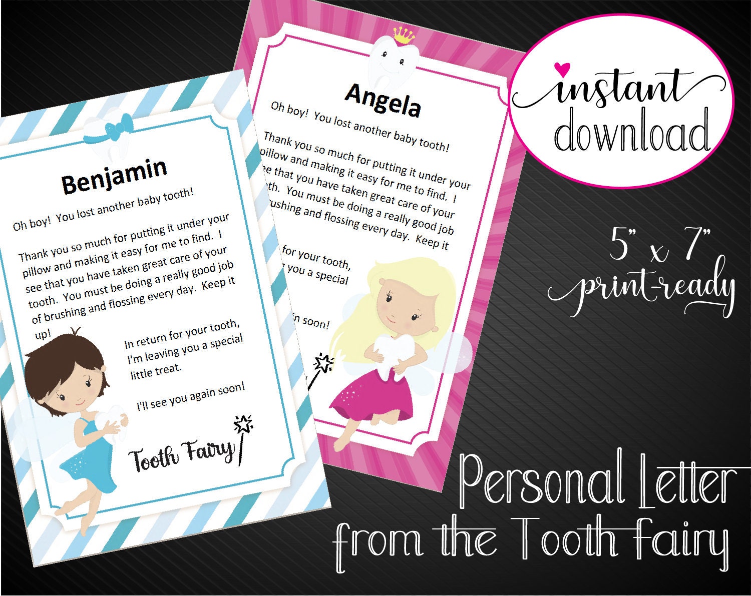 Printable TOOTH FAIRY Letters. 2 Letters. Lost Tooth. Editable - Etsy