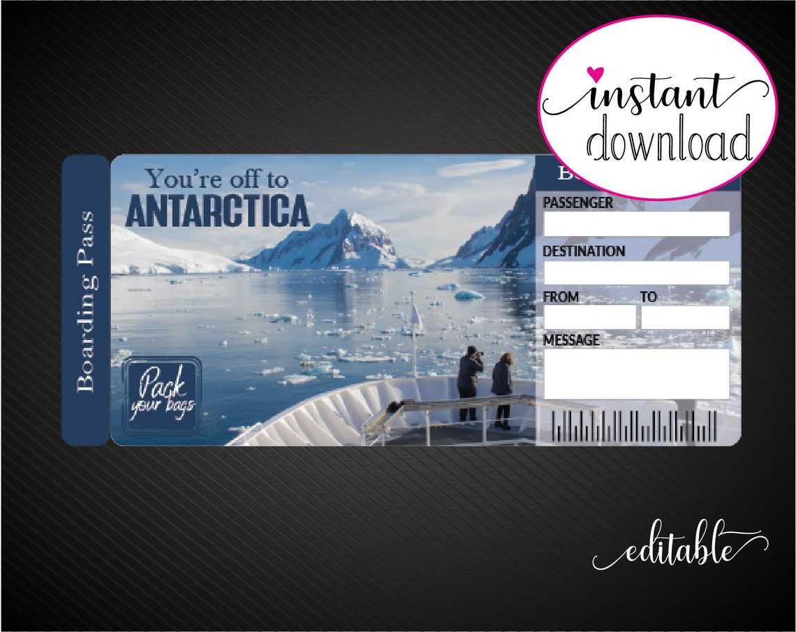 Printable ANTARCTICA Surprise Trip Gift Ticket. Boarding Pass. | Etsy