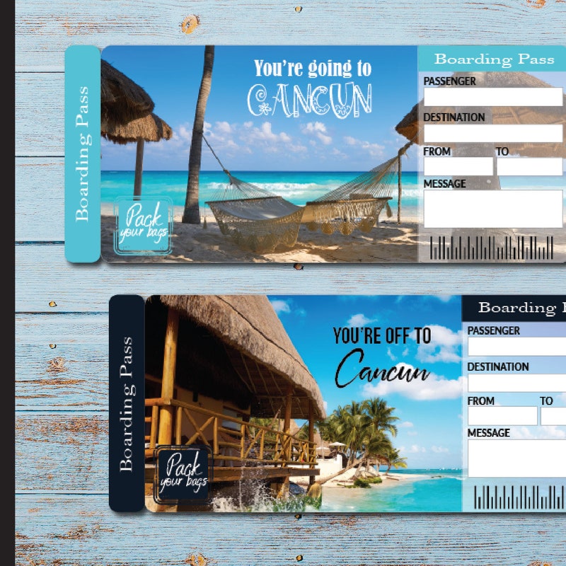 Plane Ticket Template Cancun - Etsy