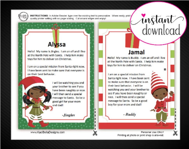 Printable ELF Personalized Letter. Letter From Elf. Christmas | Etsy