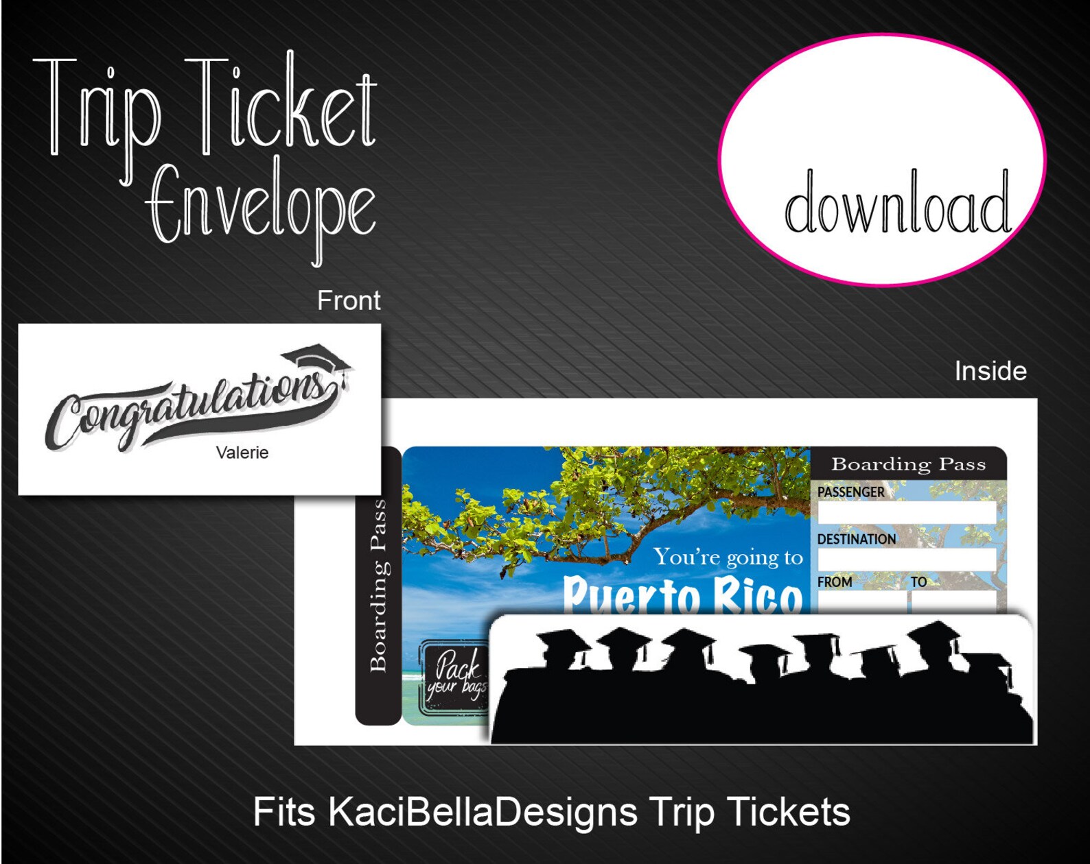 Printable GRADUATION Envelope for Gift Tickets, Vouchers, Boarding ...