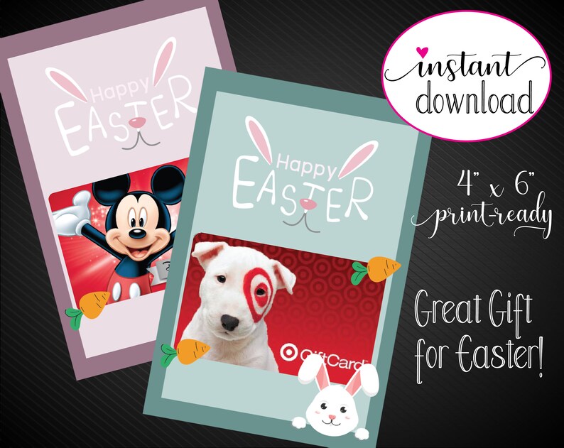 Printable EASTER Gift Card Holder. Easter Bunny Themed - Etsy