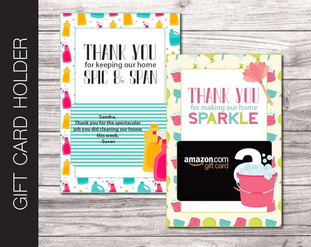 Printable HOUSE CLEANER Appreciation Gift Card Holder. Maid or Home ...