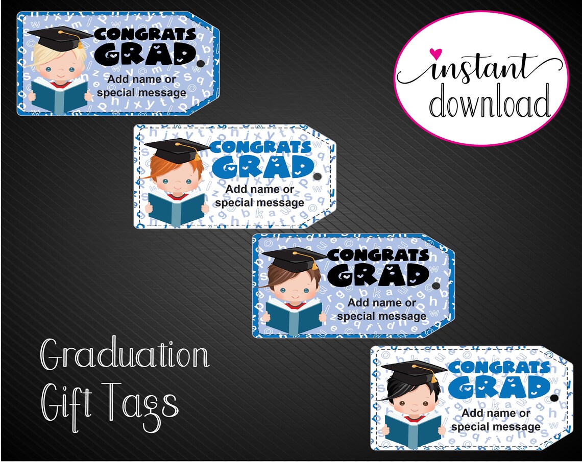 Editable CONGRATS Grad Graduation Themed Gift Tags. Congrats - Etsy