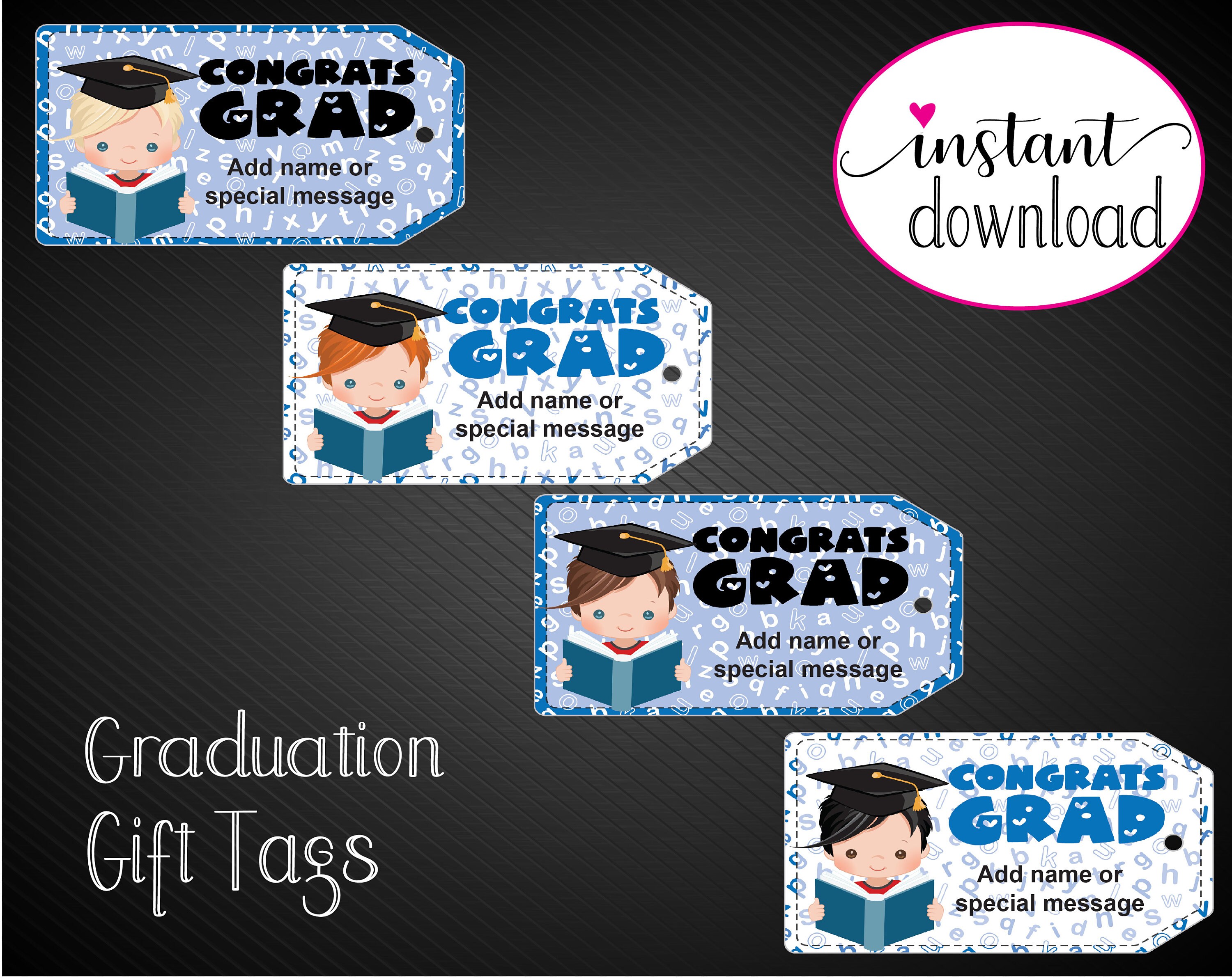 Editable CONGRATS Grad Graduation Themed Gift Tags. Congrats - Etsy